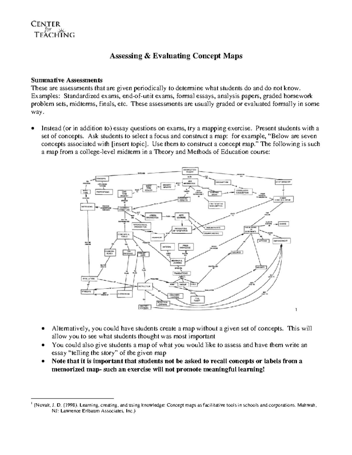 Assessing and Evaluating Concept Maps ed - Assessing & Evaluating ...