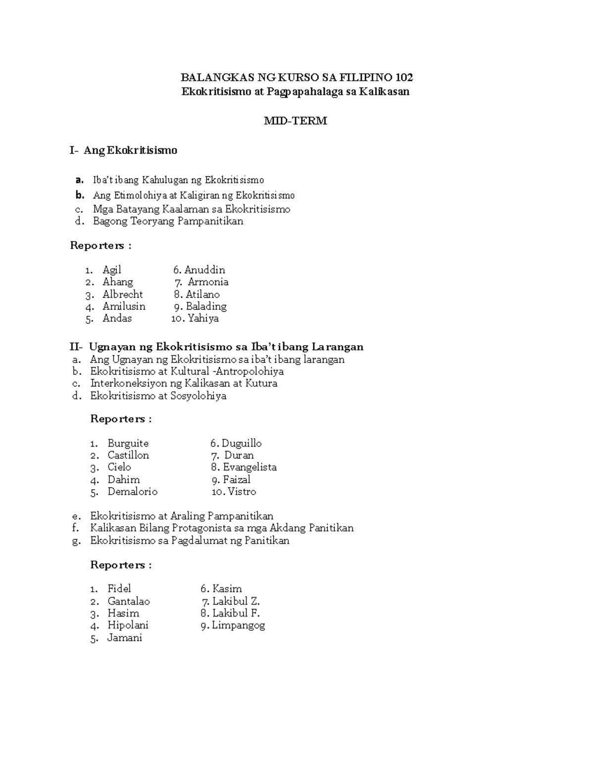 Balangkas-ng-Kurso-sa-Filipino ukol sa mga isyu ng Ekokritisismo ...