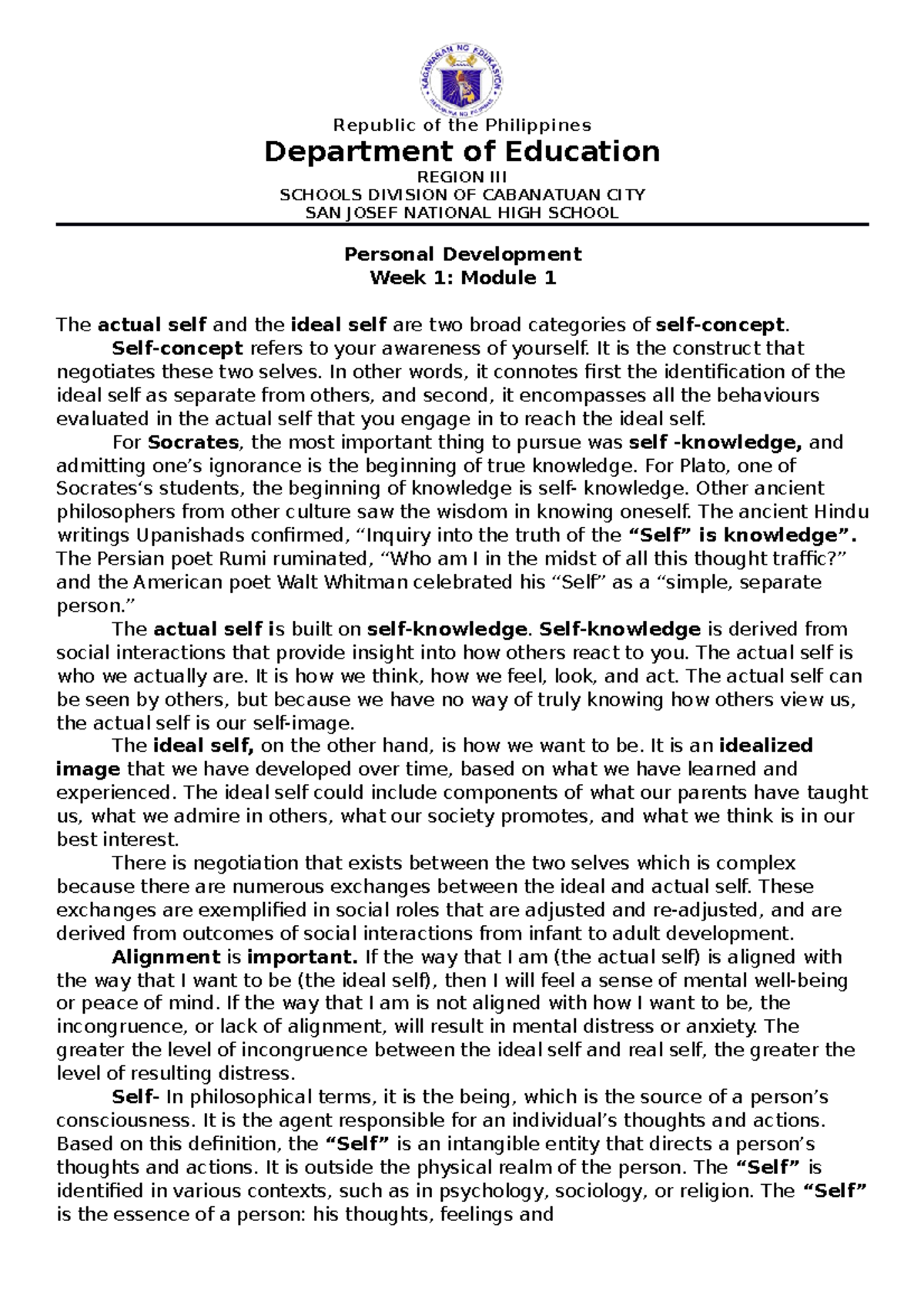 Perdev- Module 1 - Hope it will help you - Republic of the Philippines ...