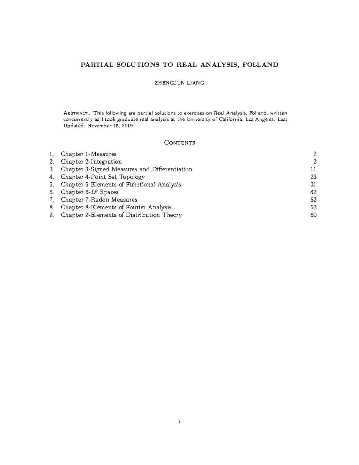 Par solutions to folland - PARTIAL SOLUTIONS TO REAL ANALYSIS, FOLLAND ...