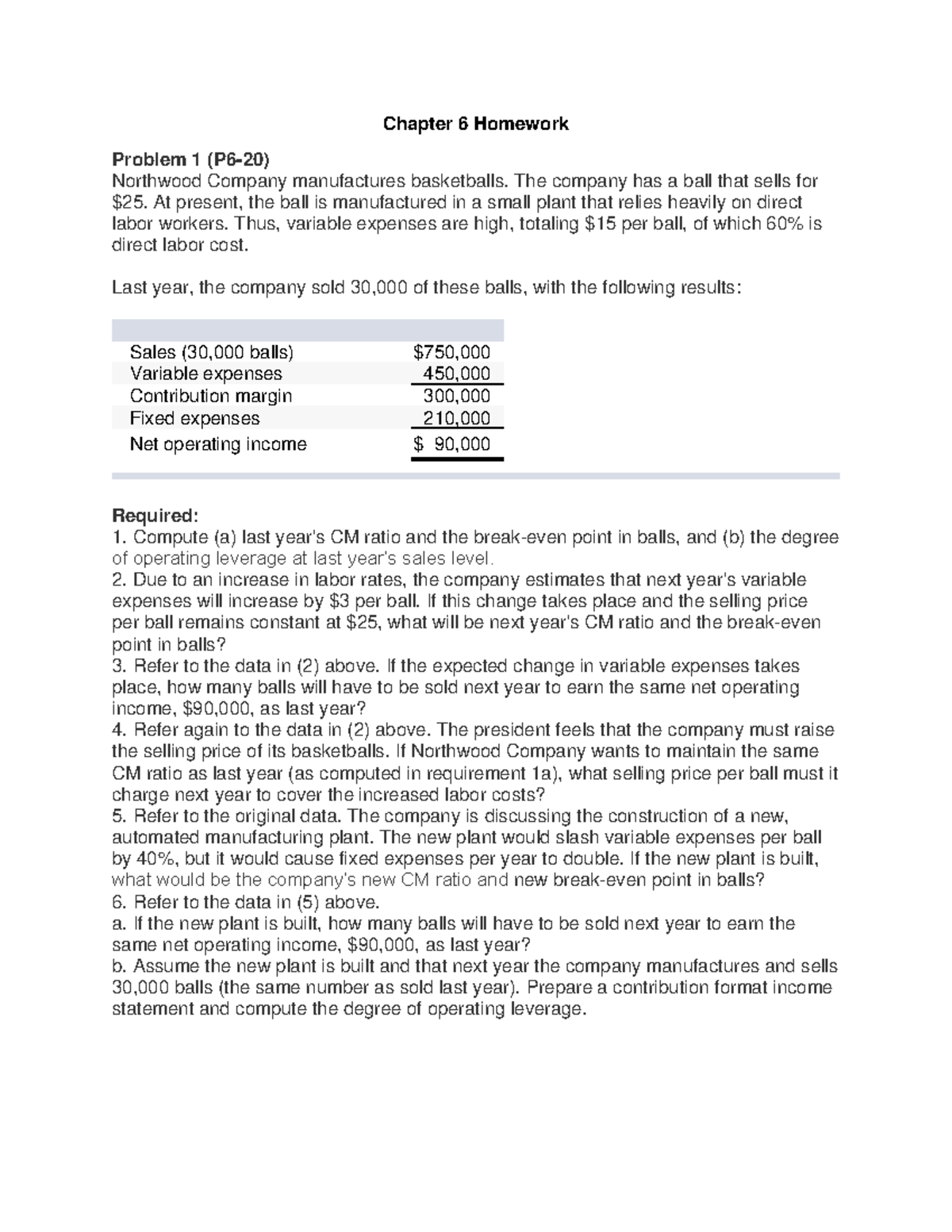 Chapter 6 Homework - ㅁㅇㄴㄻㄴㅇㄹㅇㄴㄹ - Chapter 6 Homework Problem 1 (P 6 ...