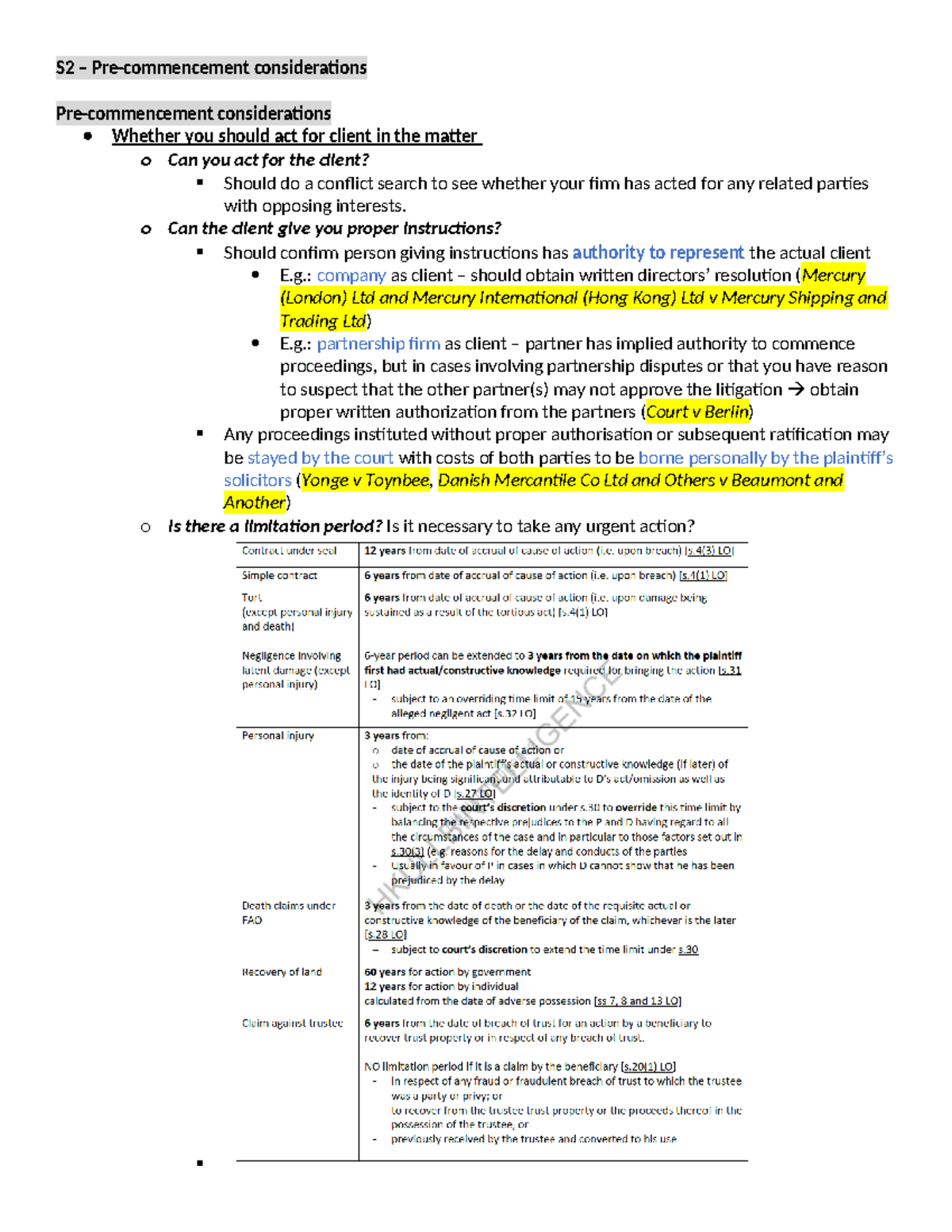 S2 - notes - S2 – Pre-commencement considerations Pre-commencement ...
