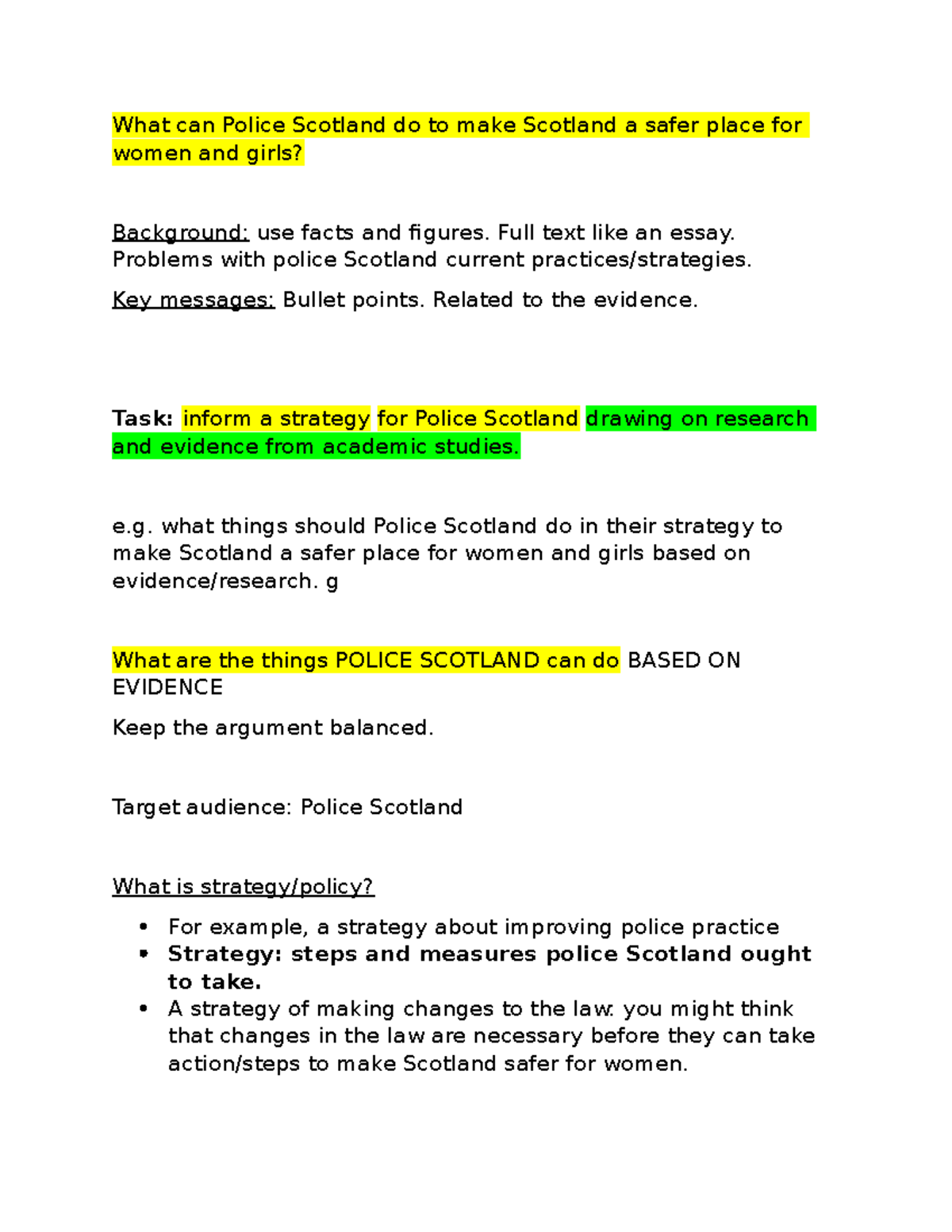 Breifing paper guidance - What can Police Scotland do to make Scotland ...
