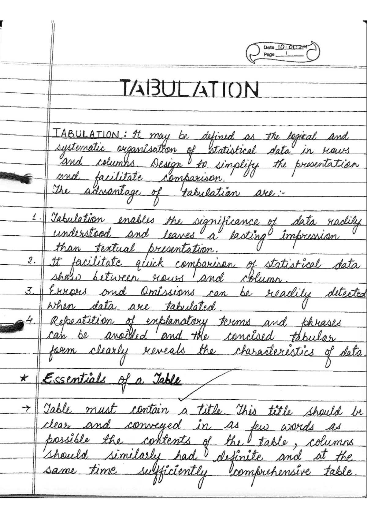 Statistical Methods of Geography-IV - Date 10.01 Page I 20 TABULATION ...