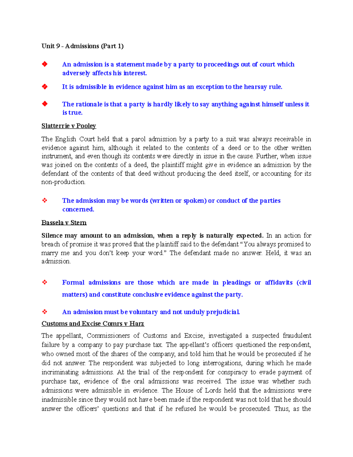 Unit 9 Notes - Admissions (Part 1) - Unit 9 - Admissions (Part 1) An ...