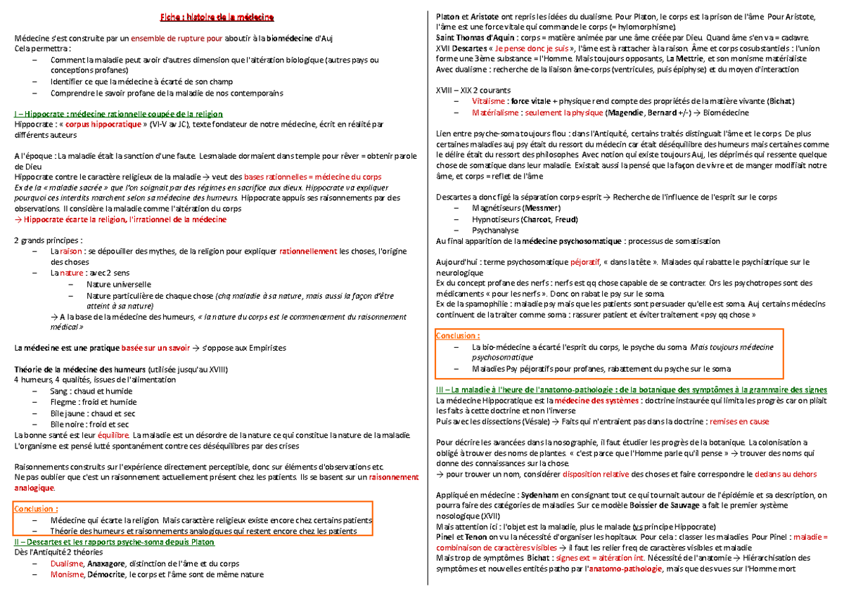 Haxaire 01 - Histoire de la médecine - Fiche - Fiche : histoire de la ...