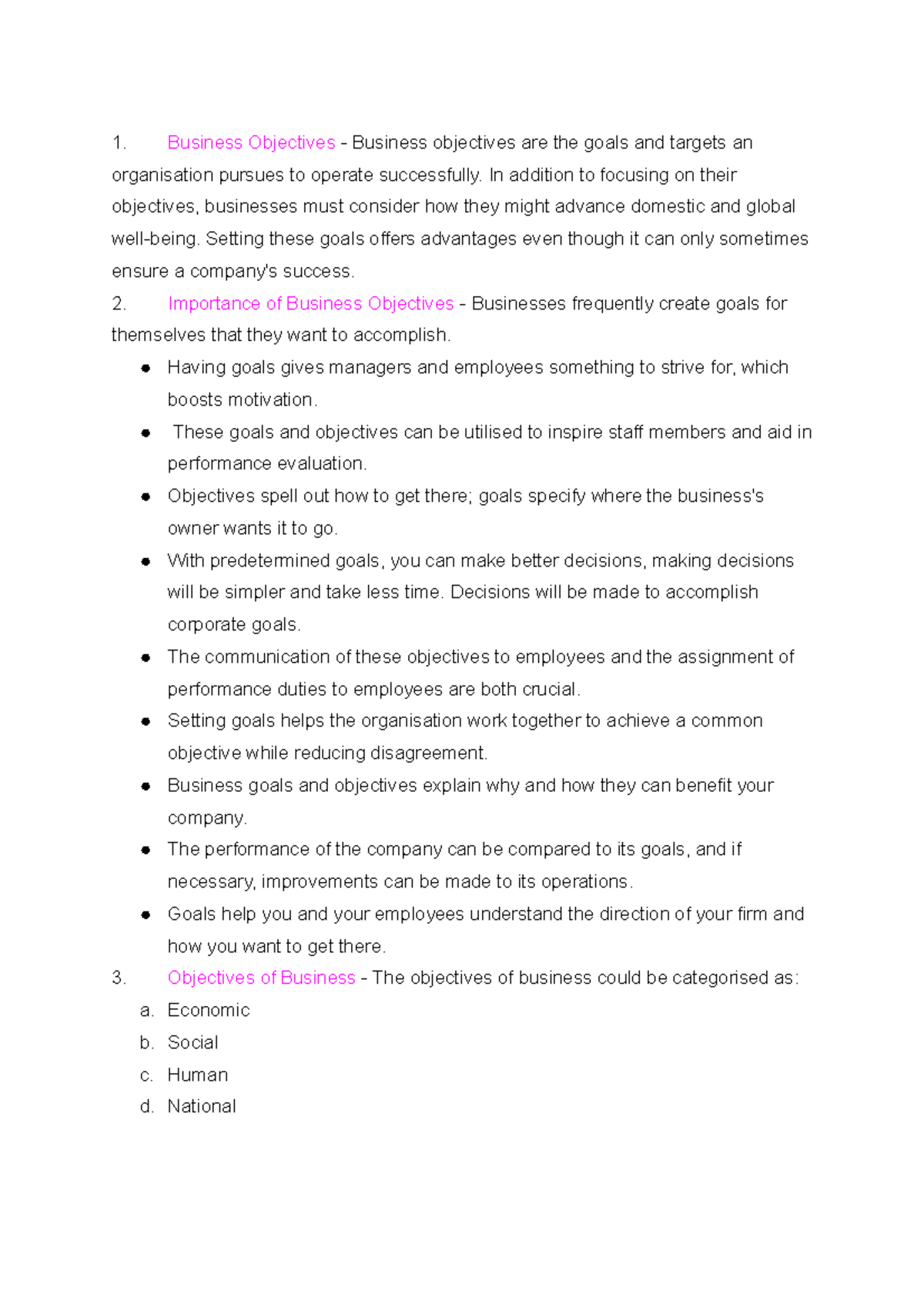 Business-objective-notes - Business Objectives - Business objectives ...