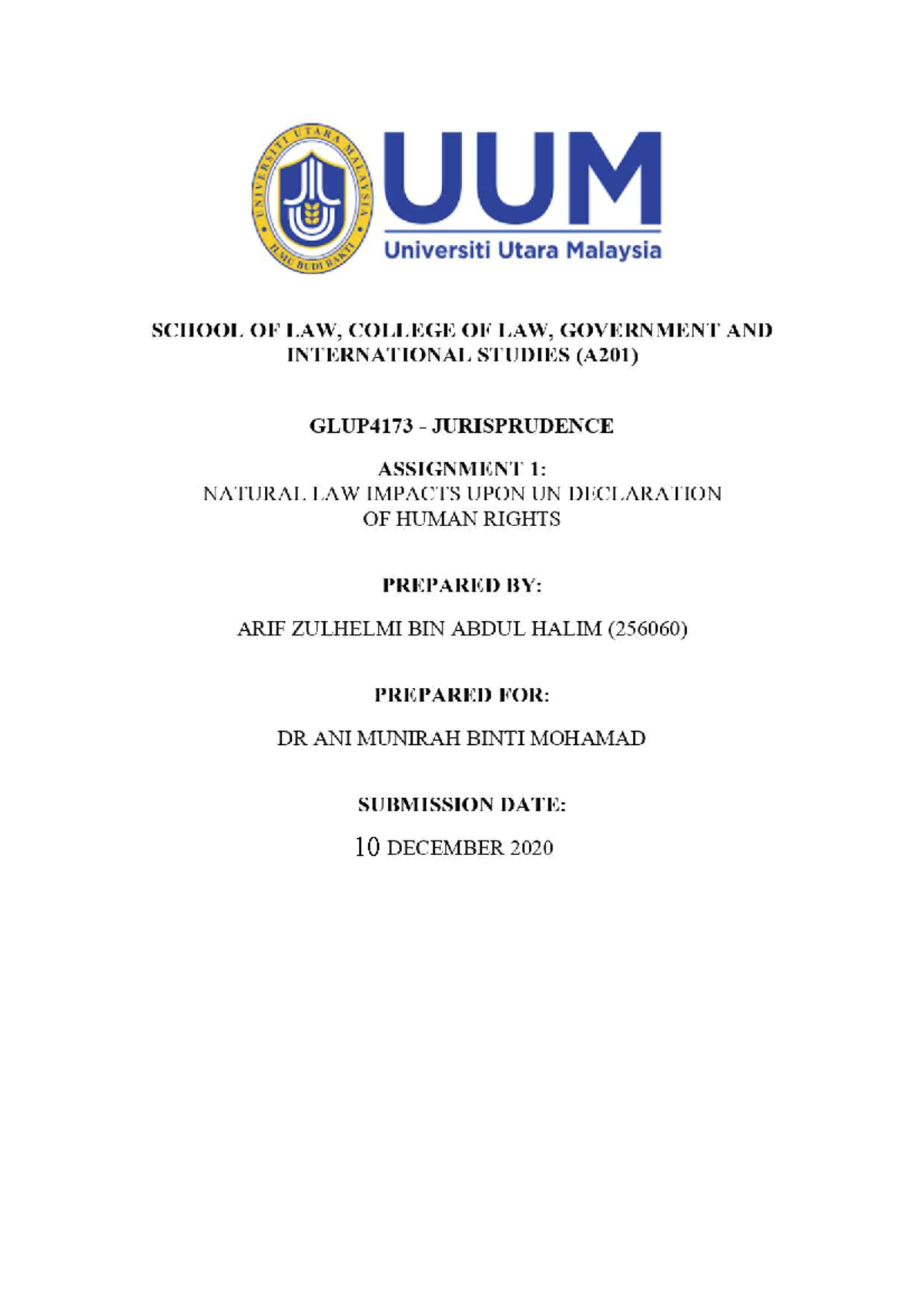 Juris assignment 1 - Jurisprudence - Studocu