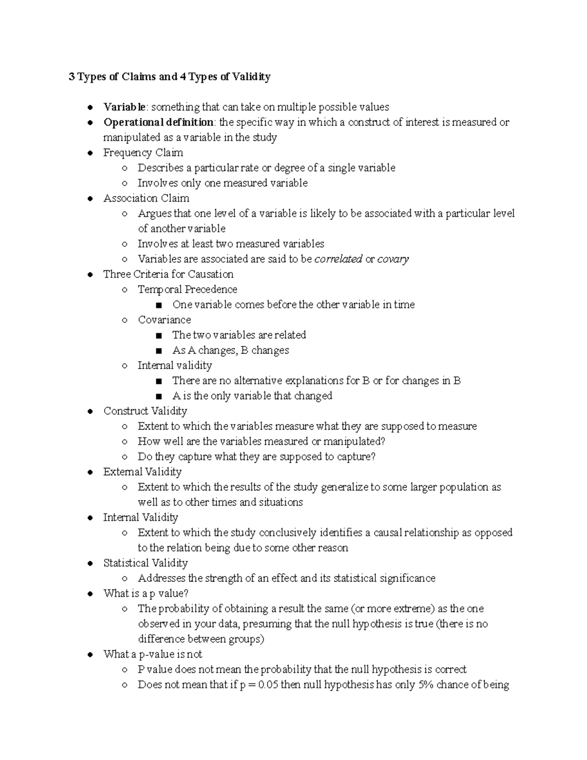 Claims and Validity - Lecture notes 2 - 3 Types of Claims and 4 Types ...