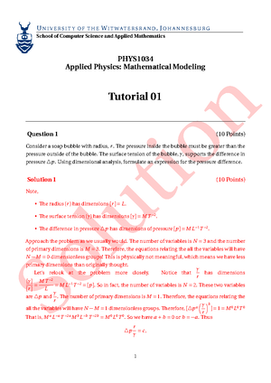 Tutorial 01 - U N I V E R S I T Y O F T H E W I T W A T E R S R A N D, J O H A N N E S B U R G ...