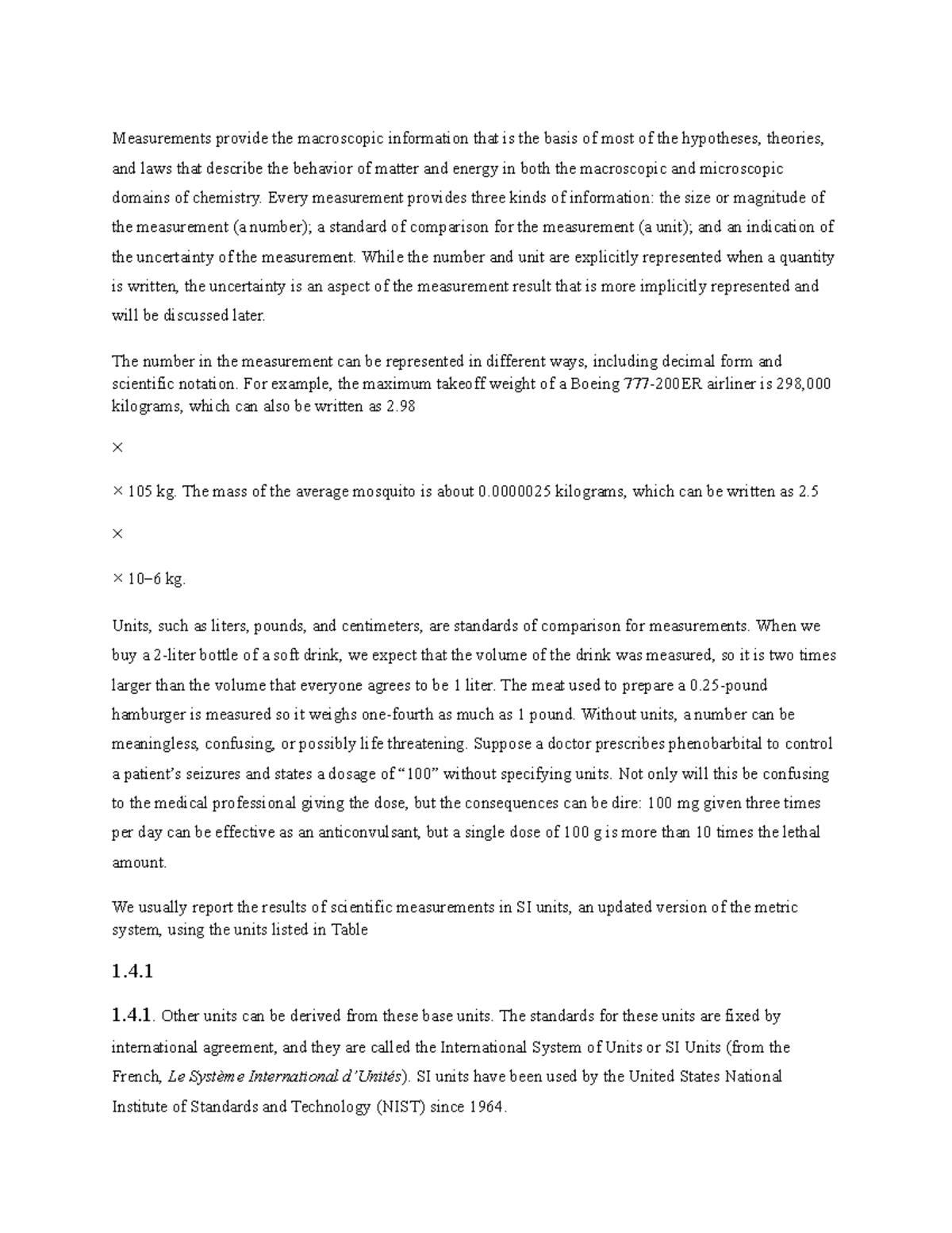 CHEM 101 Lecture 4 - ####### Measurements provide the macroscopic information that is the basis ...