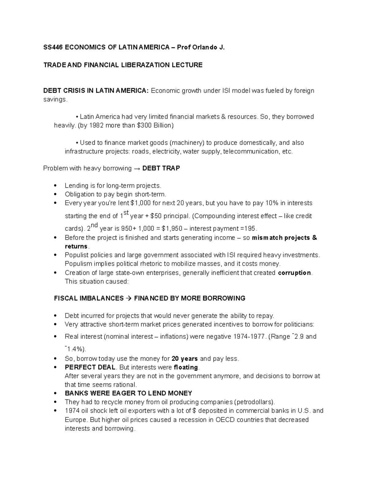 SS446 Trade and Financial Liberalization Lecture - SS446 ECONOMICS OF ...