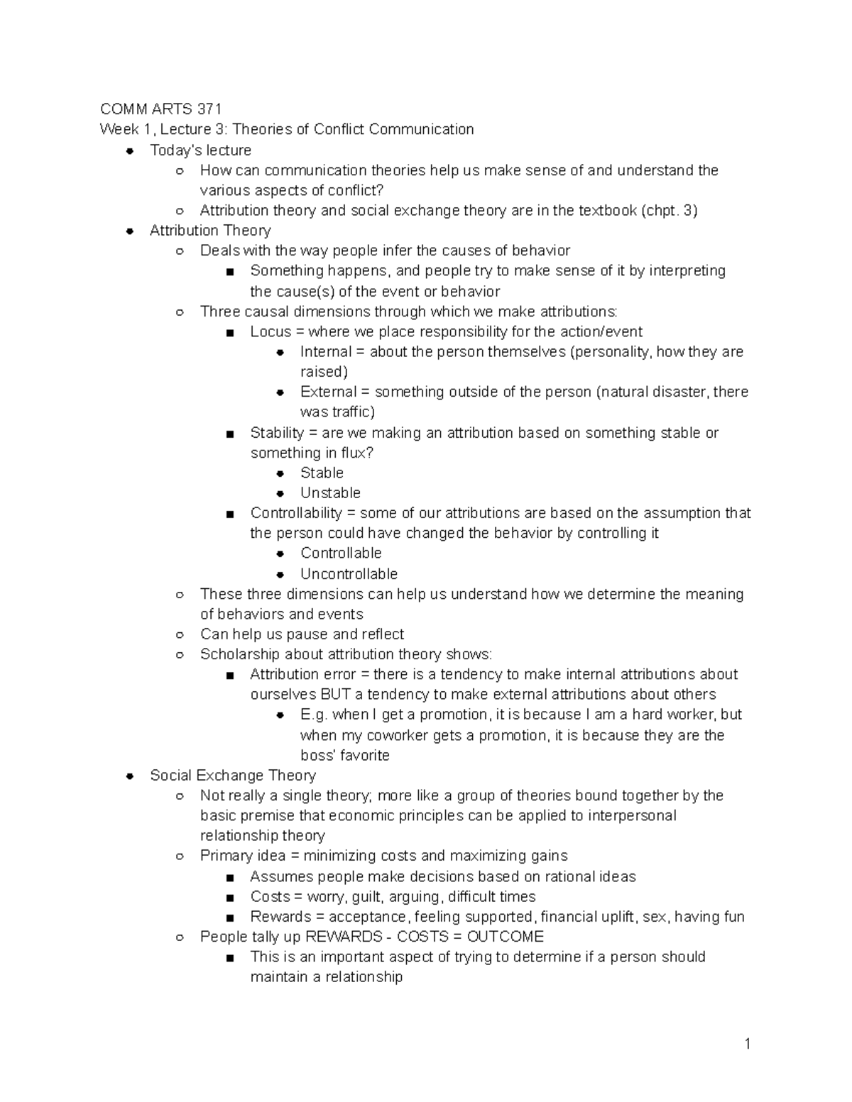 Theories of Conflict Communication - Studocu