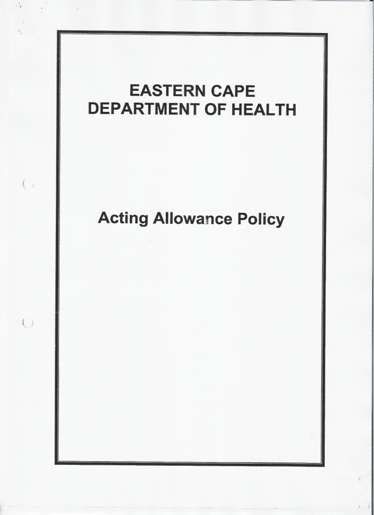 Ecdoh Acting Allowance Policy - PLC2602 - Studocu