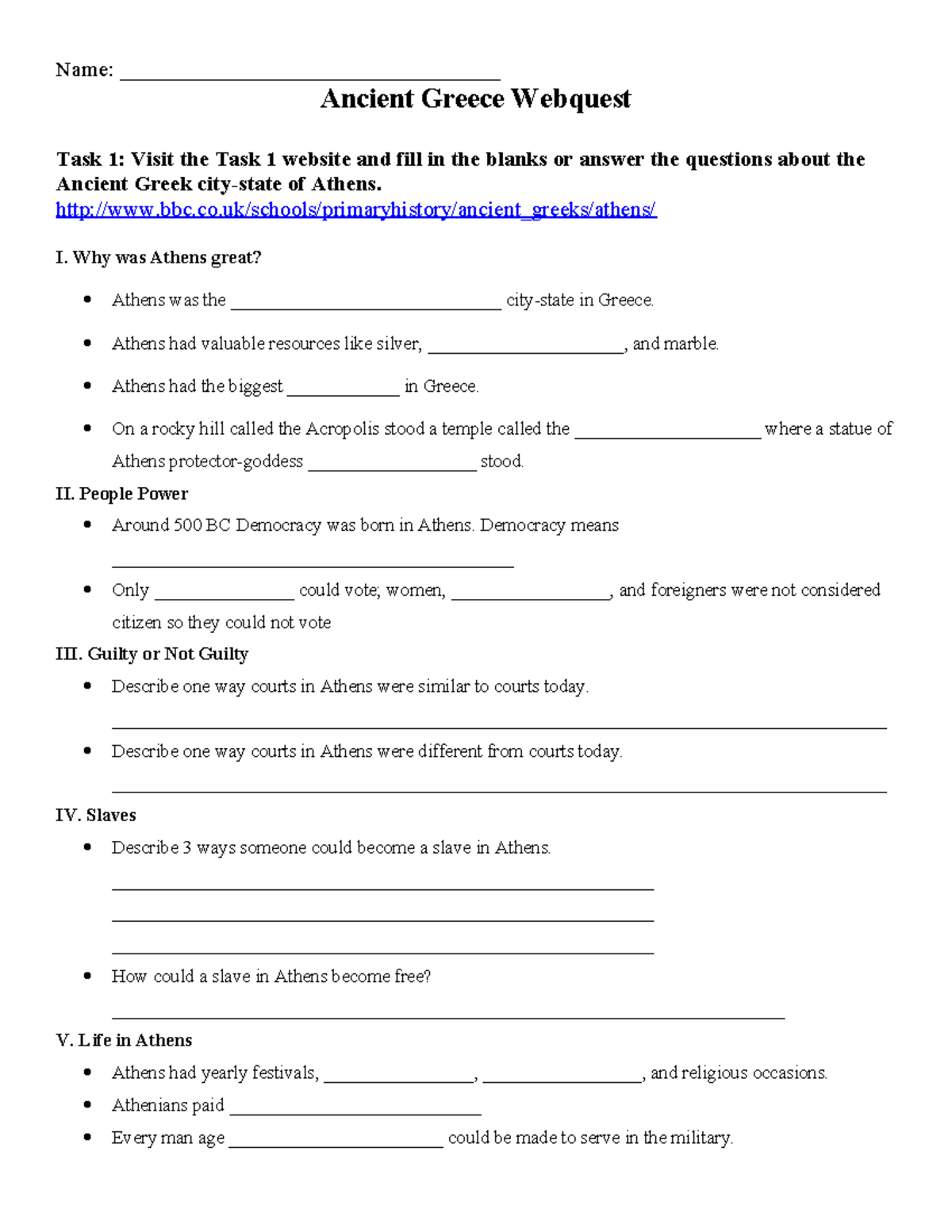 Greek webquest - Name: ___________________________________ Ancient ...