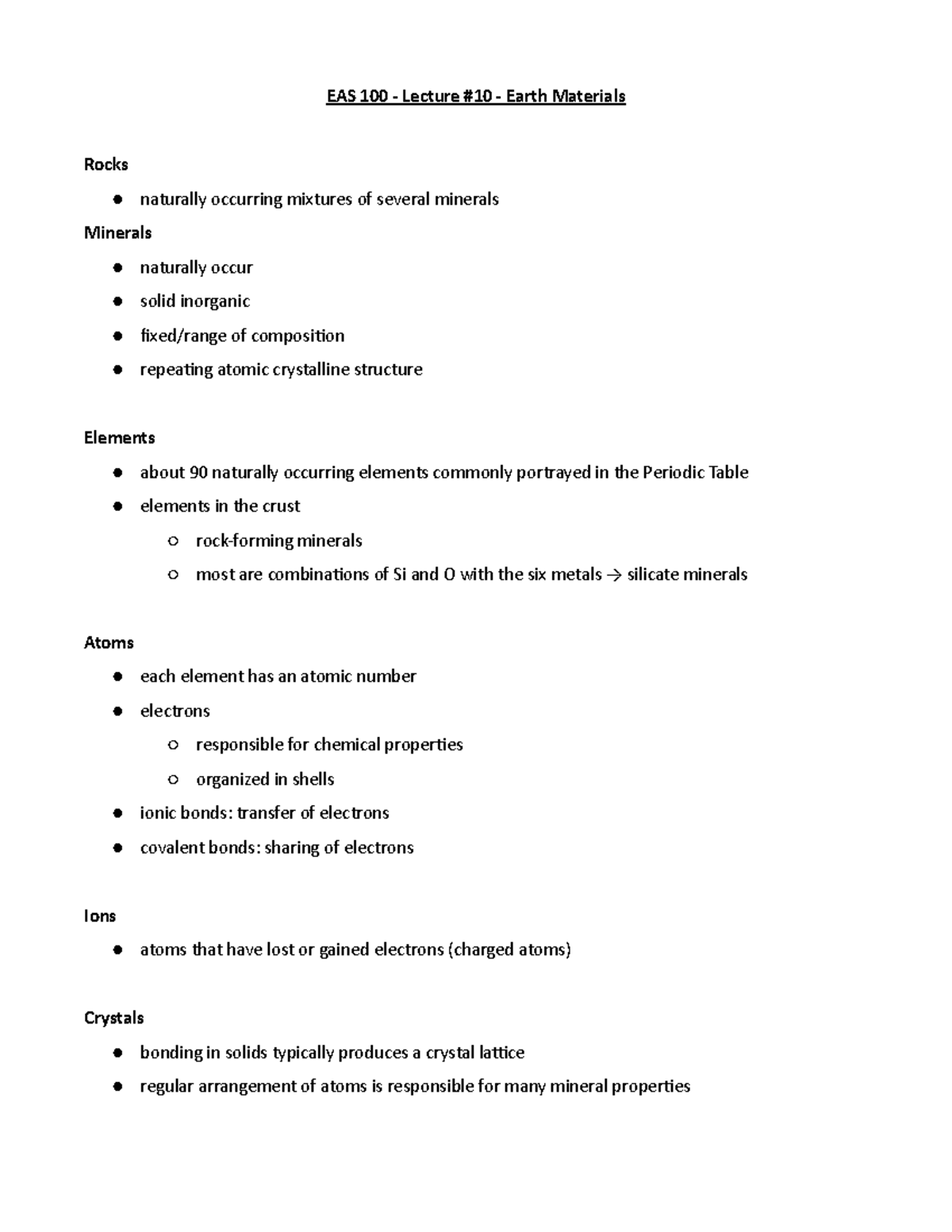11. Earth Materials - EAS 100 - Lecture #10 - Earth Materials Rocks ...