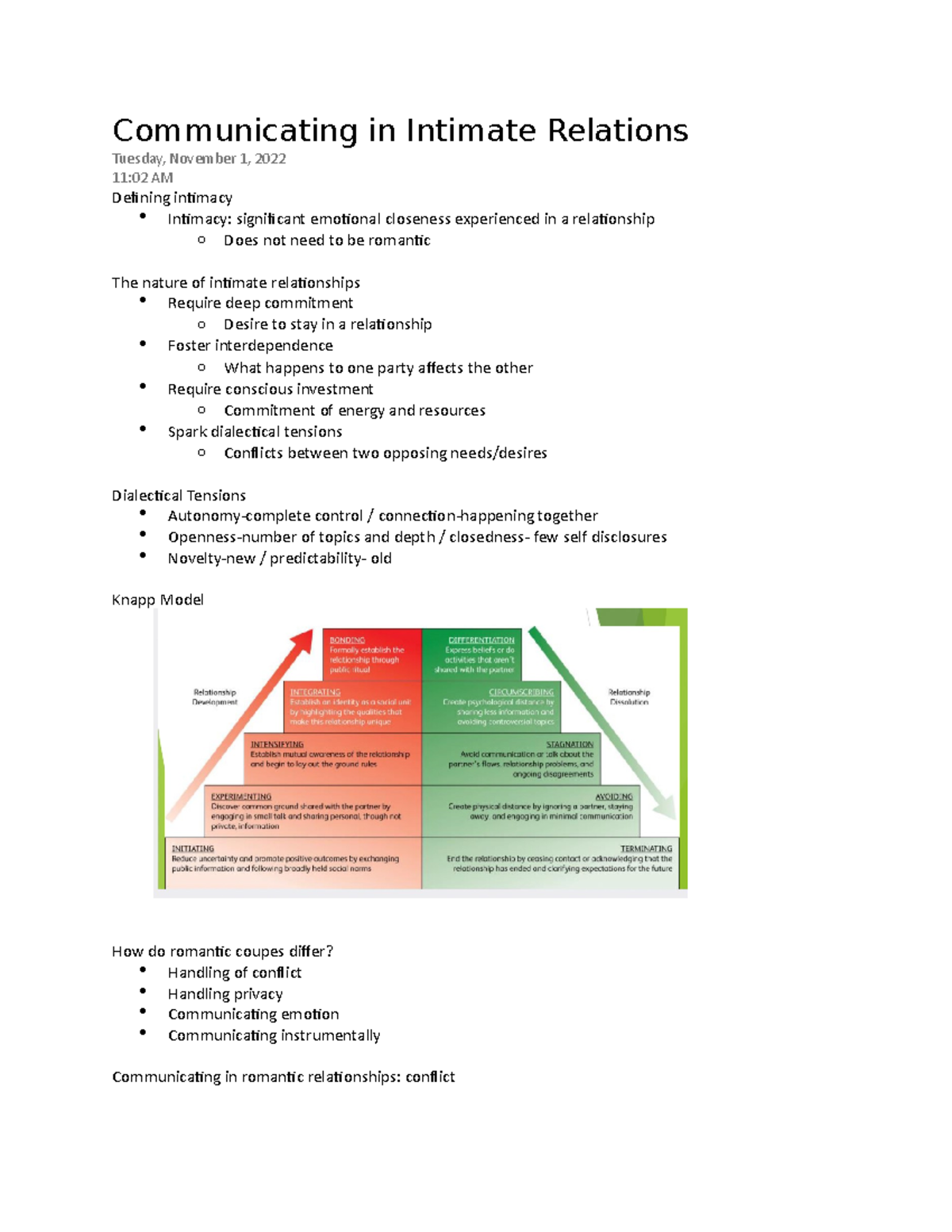 Test 2 - COMM-110, Dr. Dolan, Test 2 info - Communicating in Intimate ...
