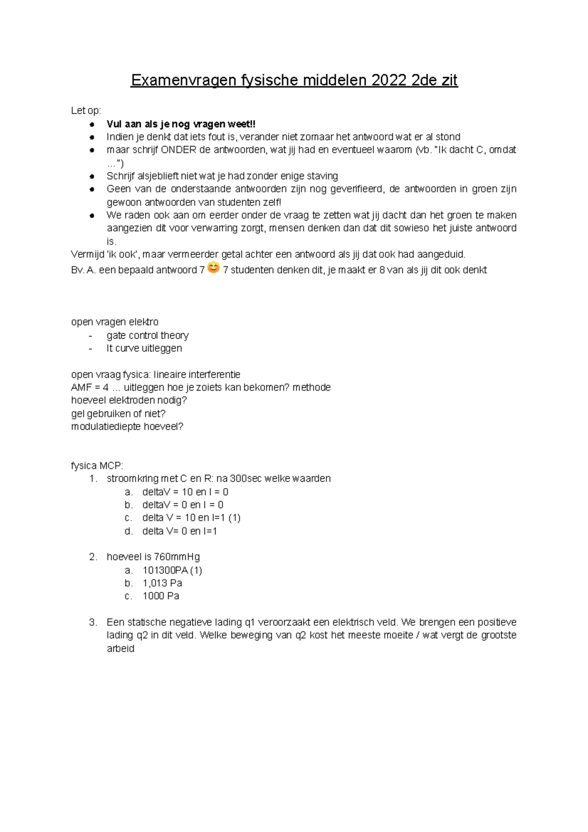 Examenvragen fysische middelen 2022 2de zit - “Ik dacht C, omdat ...