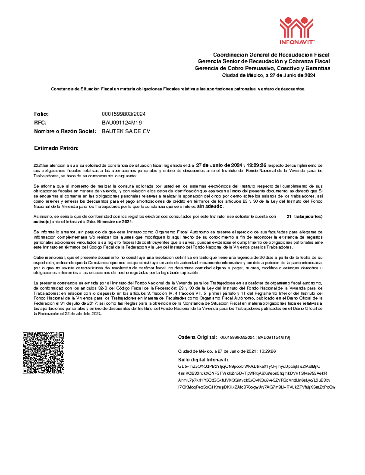 Constancia de situación fiscal infonavit - Coordinación General de ...