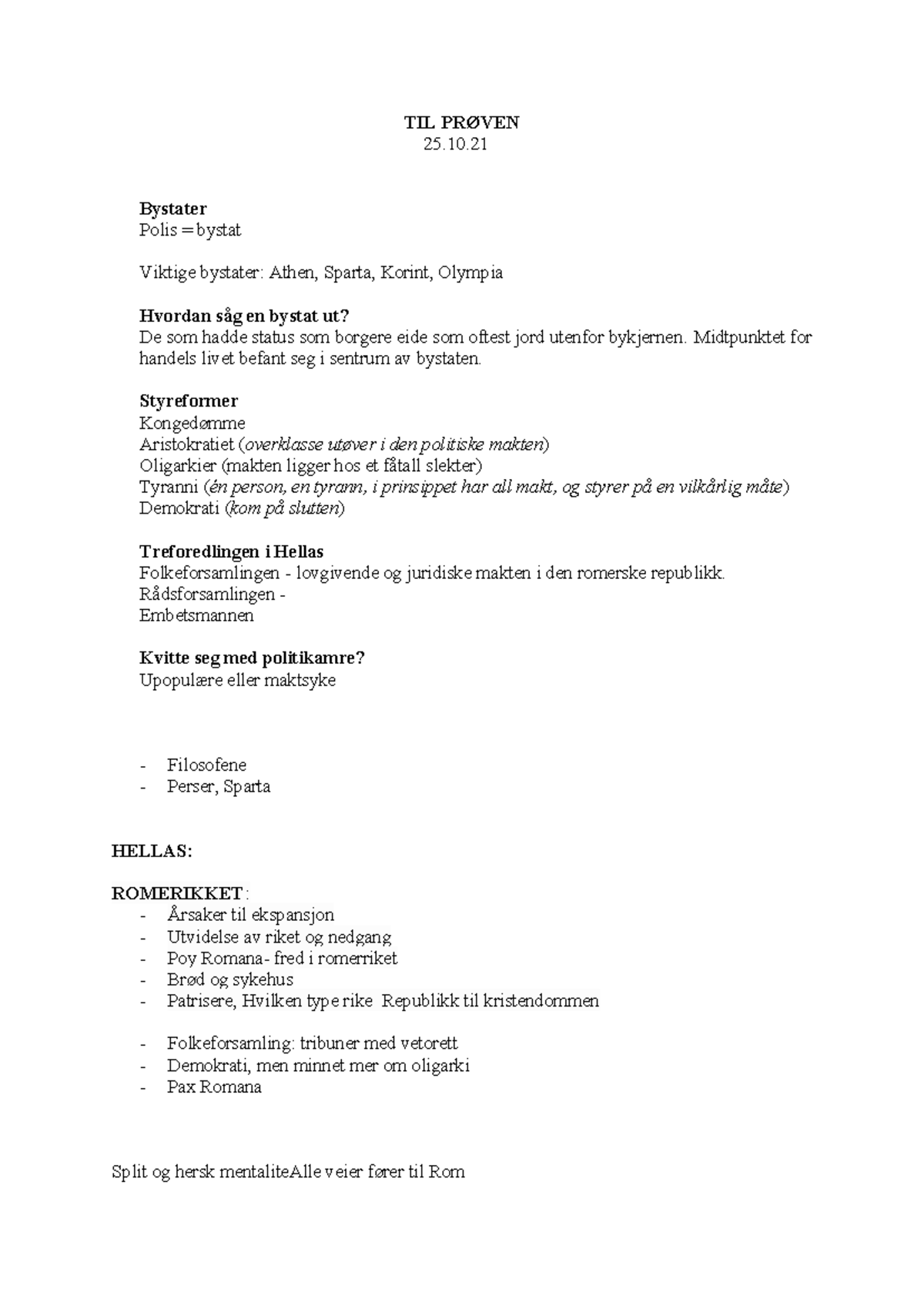 Husker DU Oppgaver - Grunnleggende fakta - TIL PRØVEN 25. Bystater ...