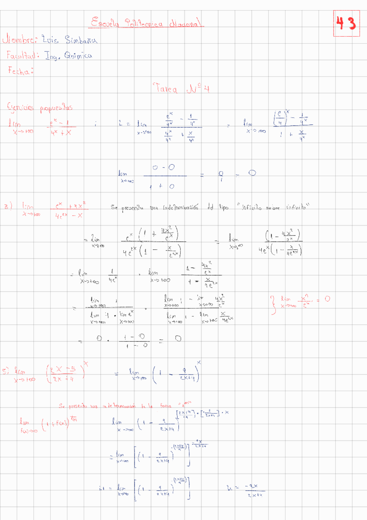 4 deber de calculo - Cálculo en una Variable - Studocu