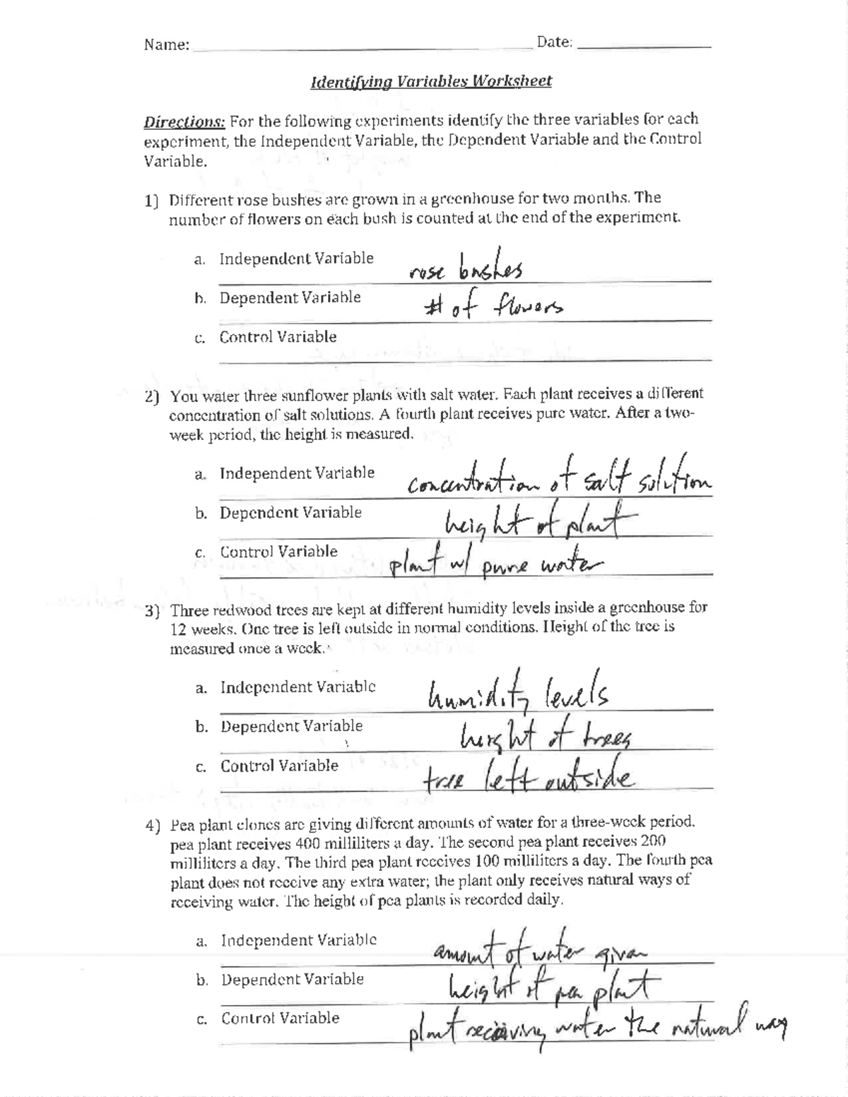 Identifying variables practice key - Studocu
