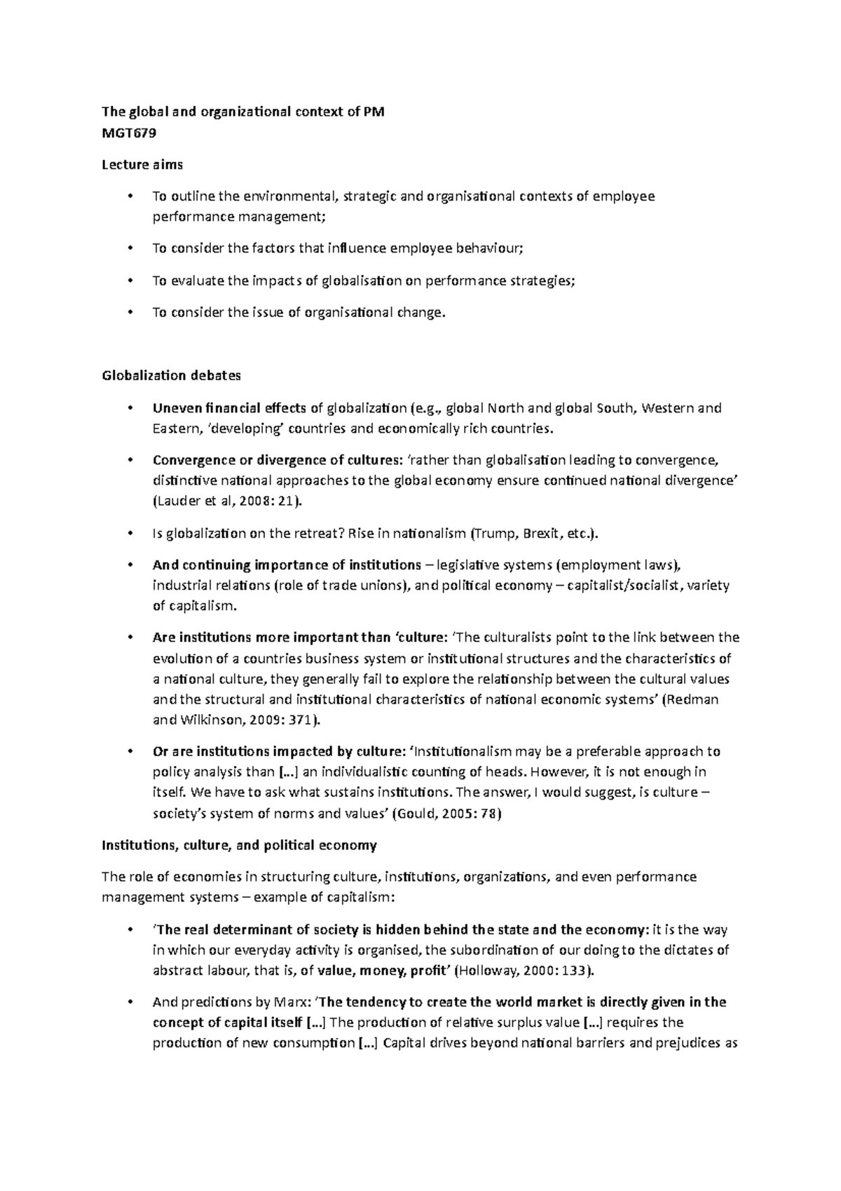 The global and organizational context of P1 - The global and ...