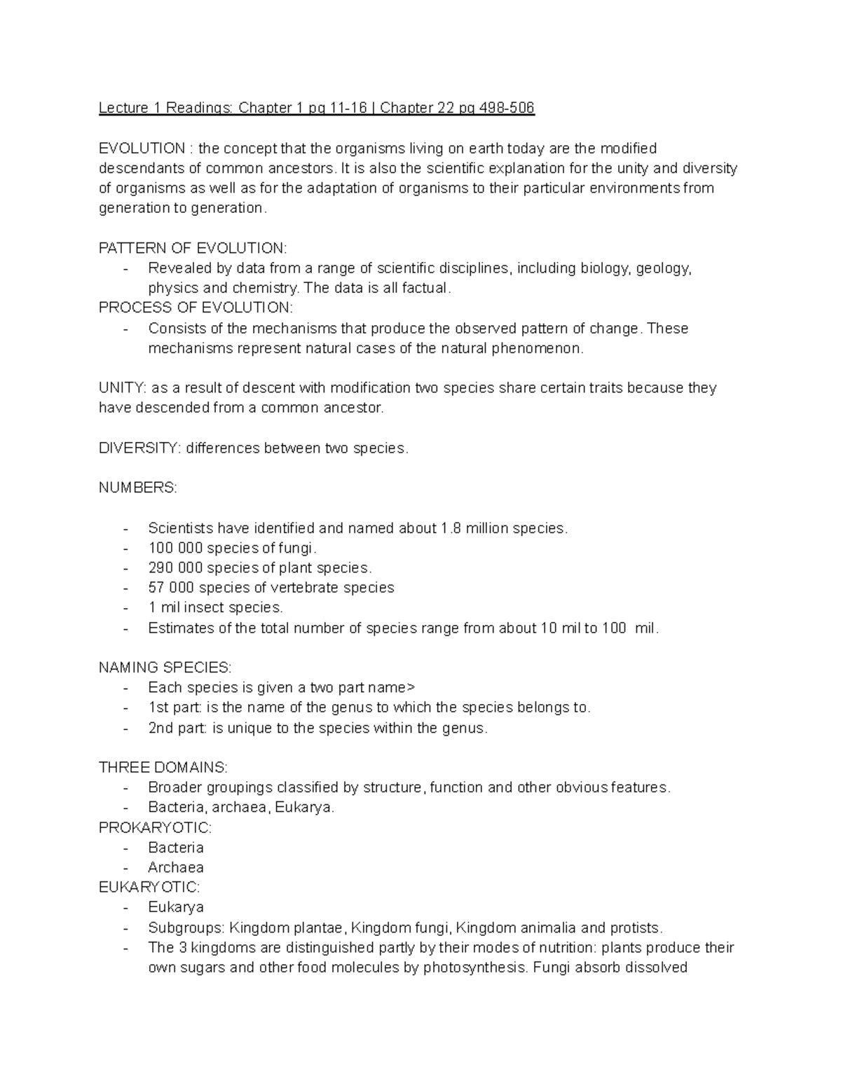 Biology Unit 3 Notes - BIOL 1010 - Dal - Studocu