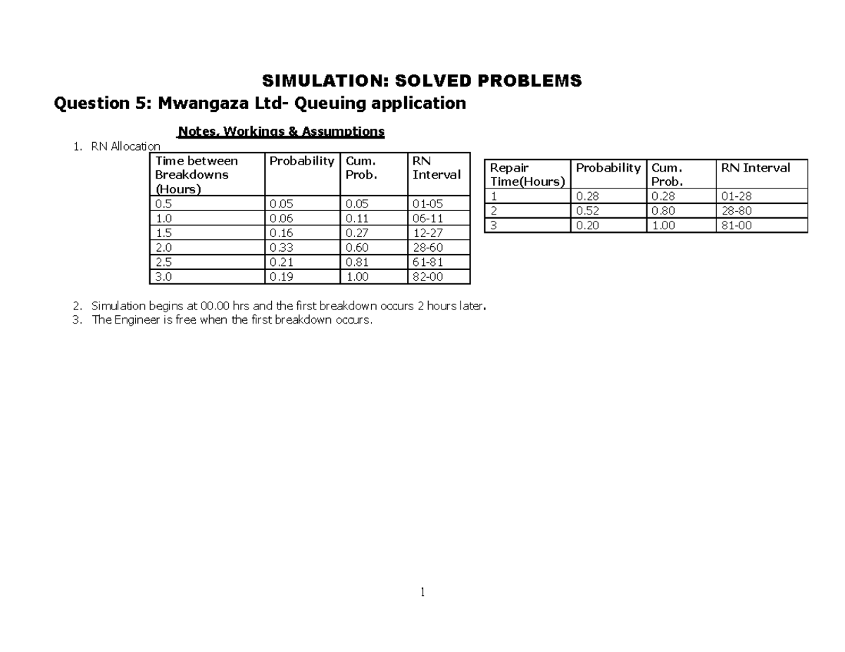 Simulation Solved Problems - SIMULATION: SOLVED PROBLEMS Question 5 ... Simulation Solved Problems - SIMULATION: SOLVED PROBLEMS Question 5 ...