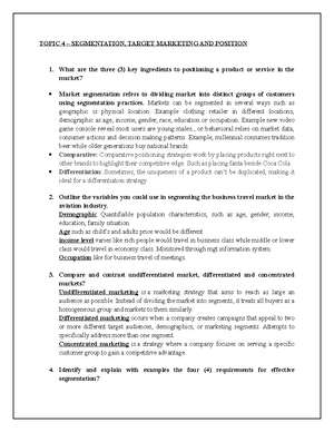 MGT703 Topic 2 Tutorial - Tutorial 2 QUESTIONS Explain the importance ...