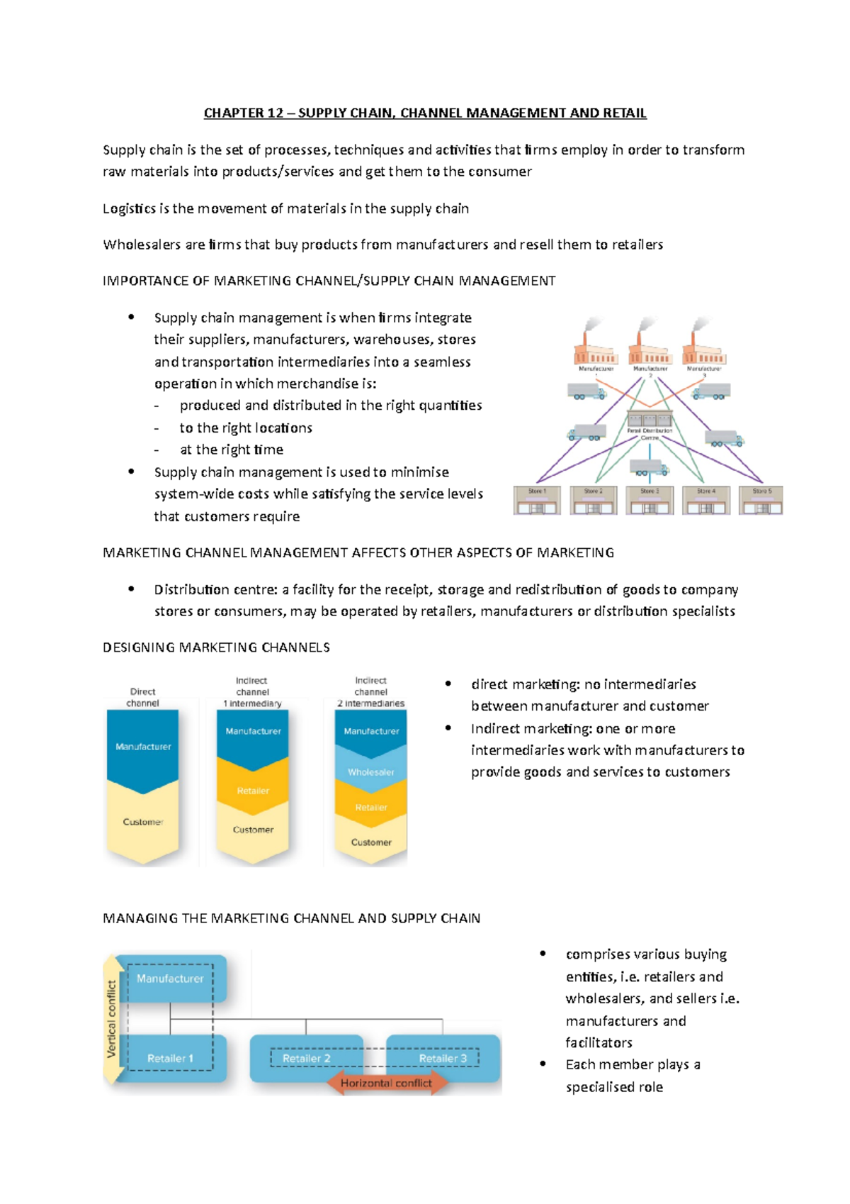 Chapter 12 - yes - CHAPTER 12 – SUPPLY CHAIN, CHANNEL MANAGEMENT AND ...