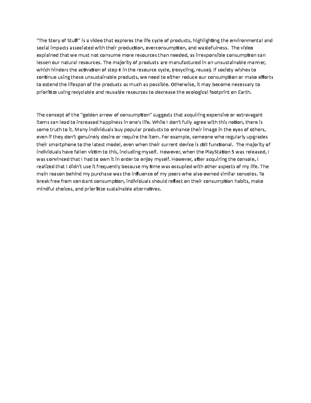 The Story of Stuff - REM 100 - SFU - Studocu