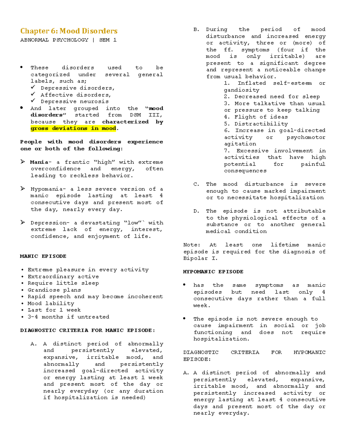 Chapter 6 Mood Disorder Abpsy - Chapter 6: Mood Disorders ABNORMAL ...