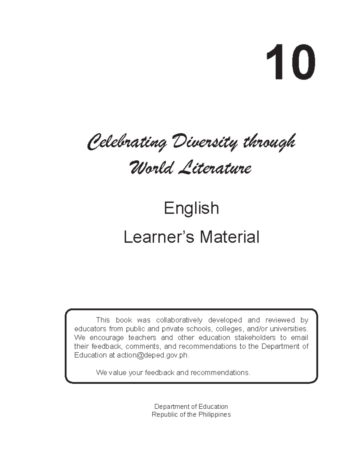 English grade 10 lm unit 1 - ####### i 10 English Learner’s Material ...