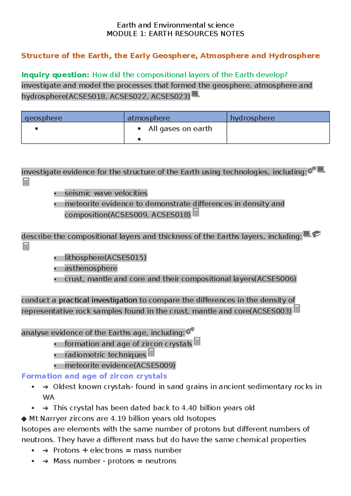 Mod 1 earths resources Notes - Earth and Environmental science MODULE 1 ...