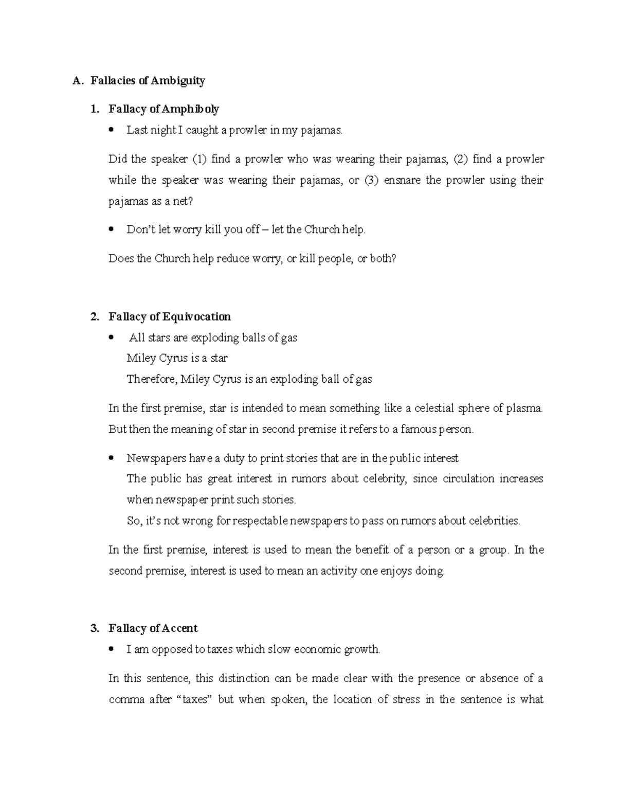 Art - Grade: a - A. Fallacies of Ambiguity 1. Fallacy of Amphiboly Last ...