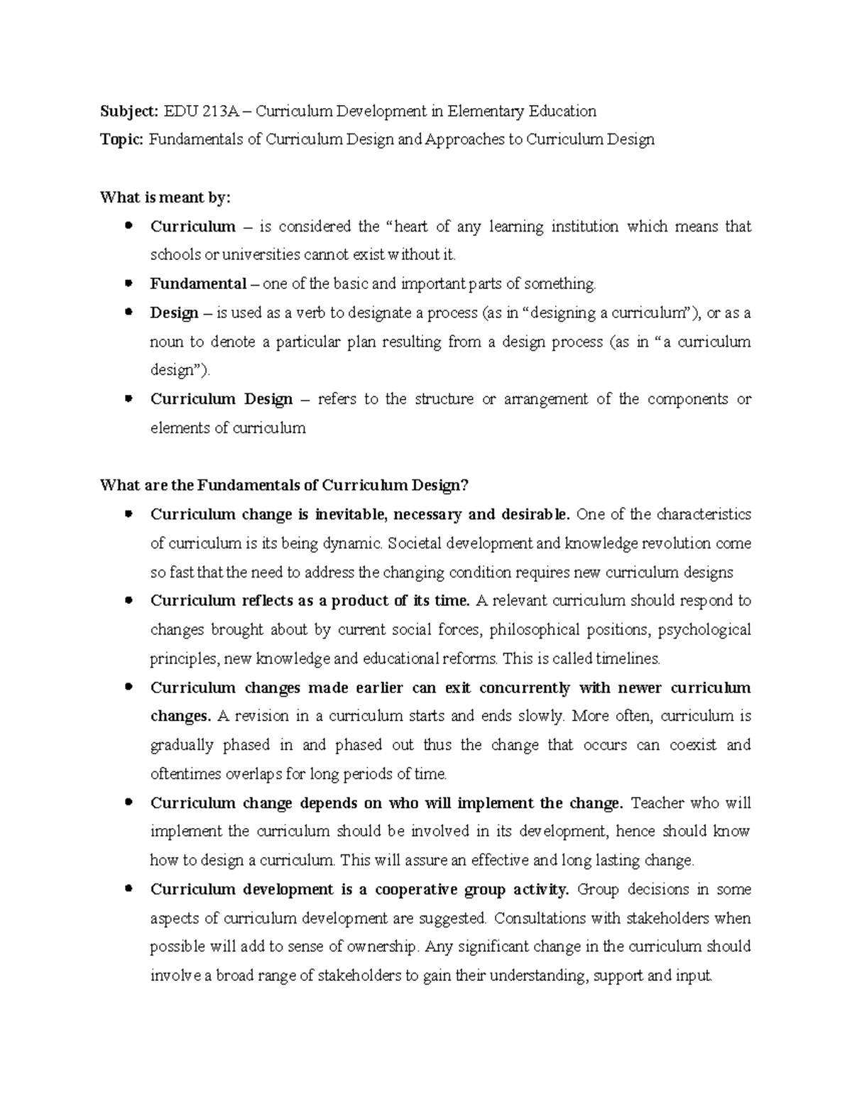 422982887 Fundamentals Of Curriculum Design Subject EDU 213A 422982887-fundamentals-of-curriculum-design-subject-edu-213a