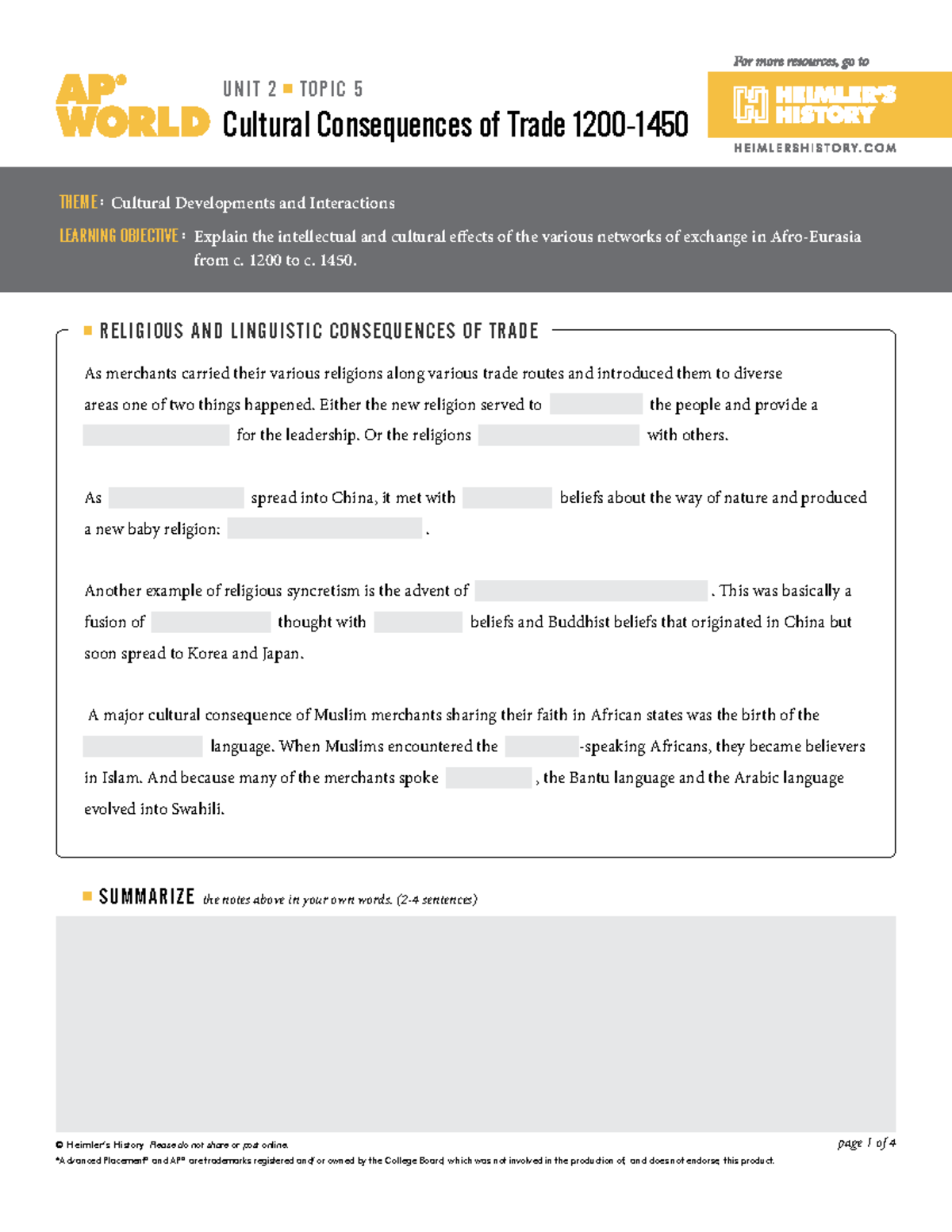 AP World Unit 2 Topic 5 Noteguides - H E I M L E R S H I S T O R Y. C O ...