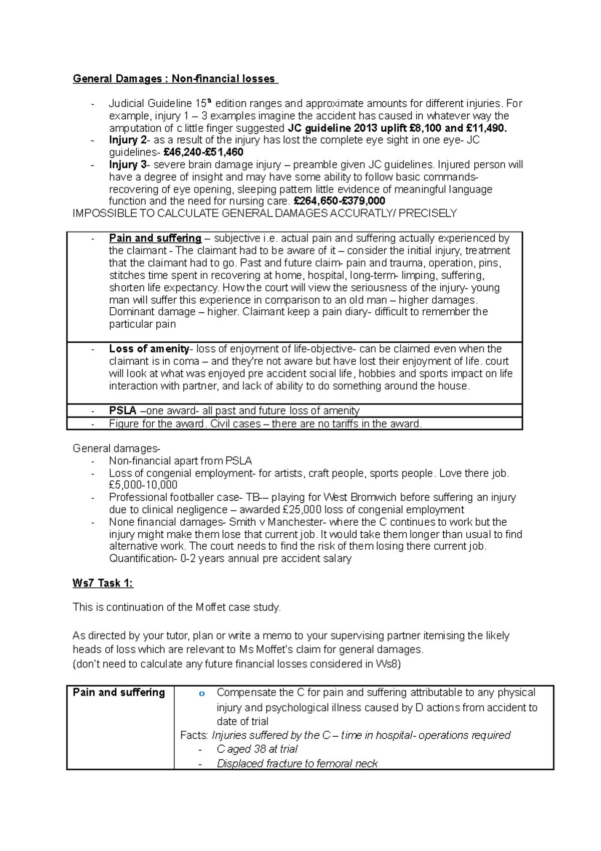 General Damages- Non Financial Losses - General Damages : Non-financial ...