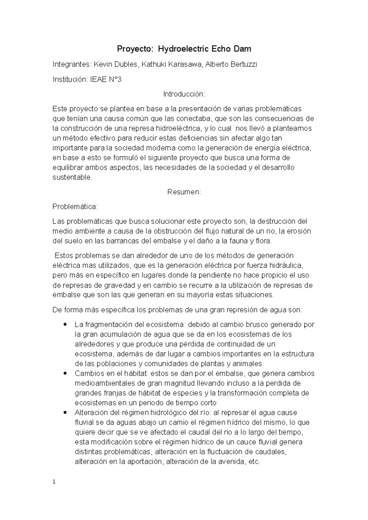 Proyecto Hydroelectric Echo Dam - Proyecto: Hydroelectric Echo Dam ...