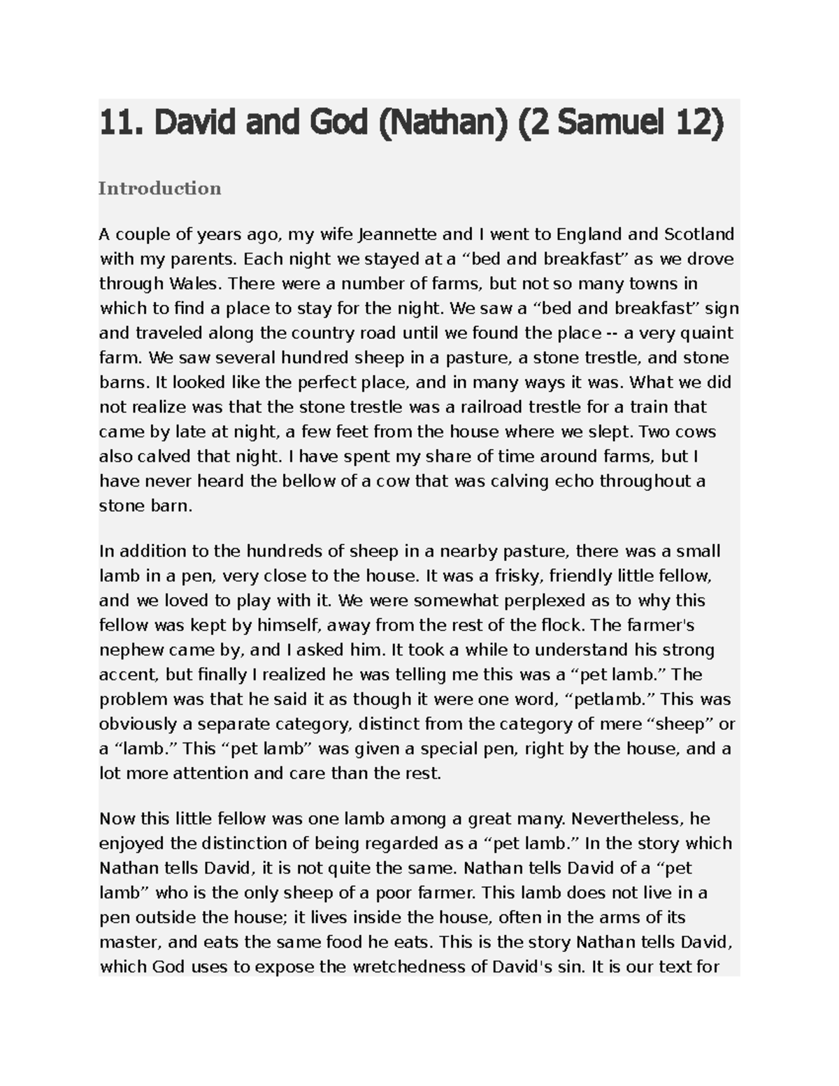 11. David and God (Nathan) (2 Samuel 12) - 11. David and God (Nathan ...
