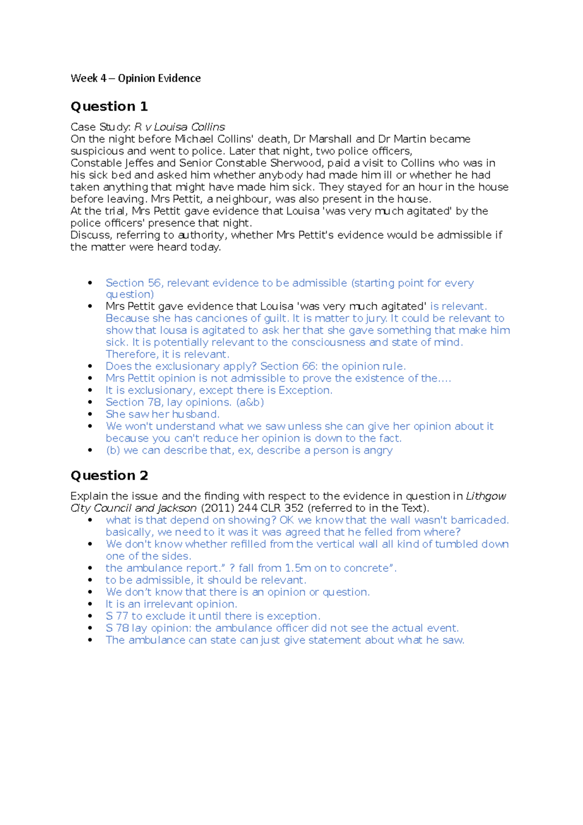 Week 4- CPE - Lecture note- Week 4 - Week 4 – Opinion Evidence Question ...
