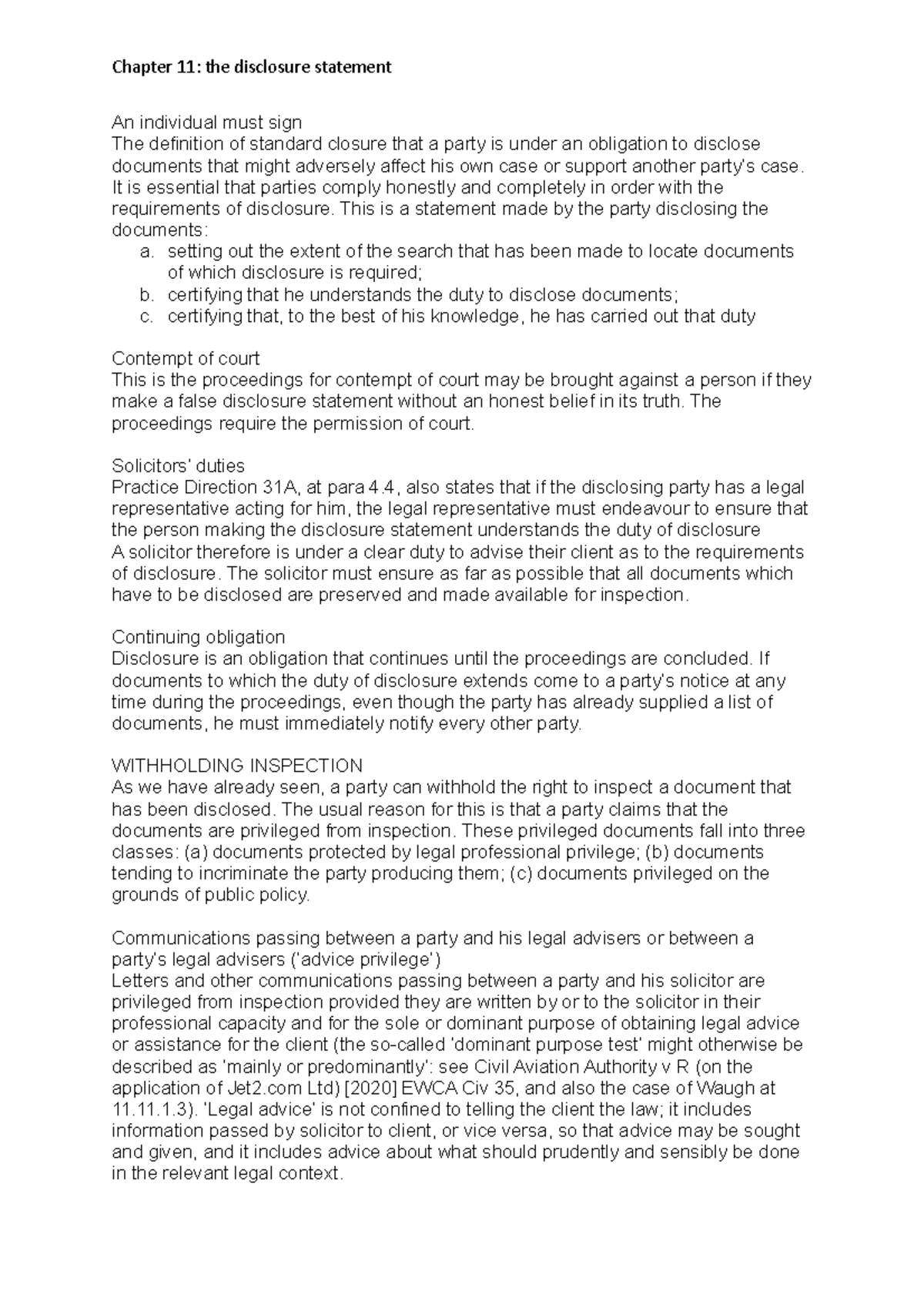 Chapter 11- the disclosure statement - It is essential that parties ...