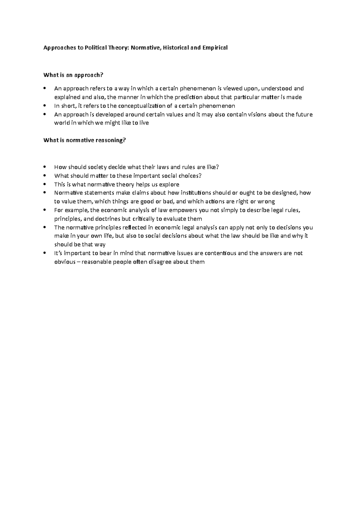 Approaches to Political Theory Normative, Historical and Empirical ...
