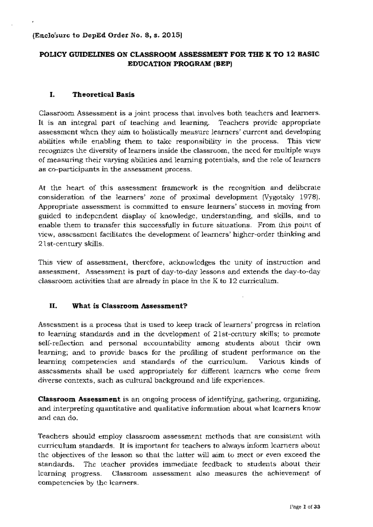 Dep Ed-Order - Bachelor of Elementary Education - Studocu