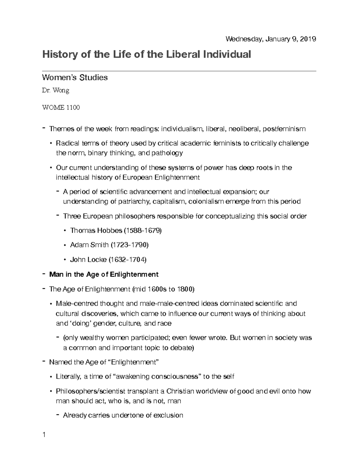History of the Life of the Liberal Individual - History of the Life of ...