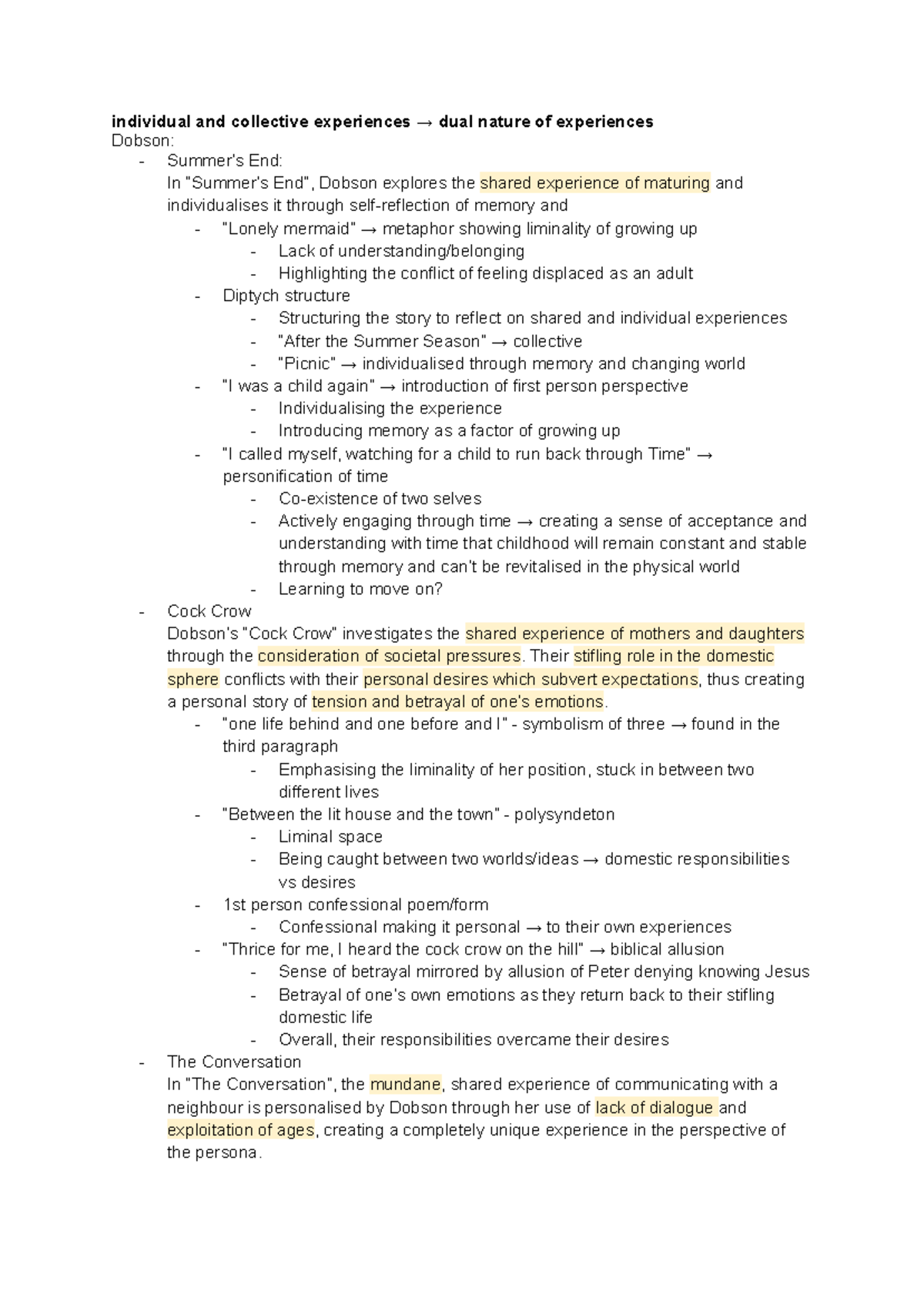 HSC English Practice scaffold - individual and collective experiences → ...