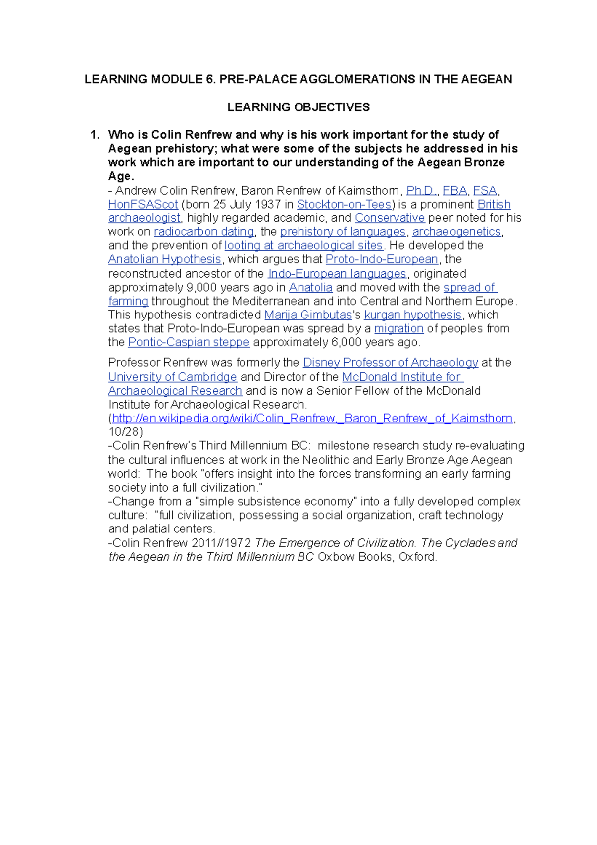 Learning Module 6 My Outlines - LEARNING MODULE 6. AGGLOMERATIONS IN ...