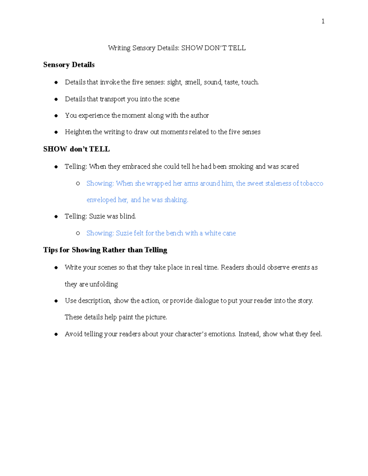 Writing Sensory Details - Details that transport you into the scene You ...