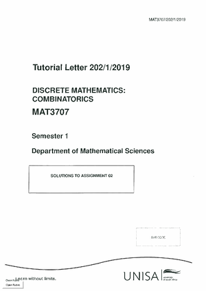 mat3707 - Unisa - mathematics and computer science - Studocu